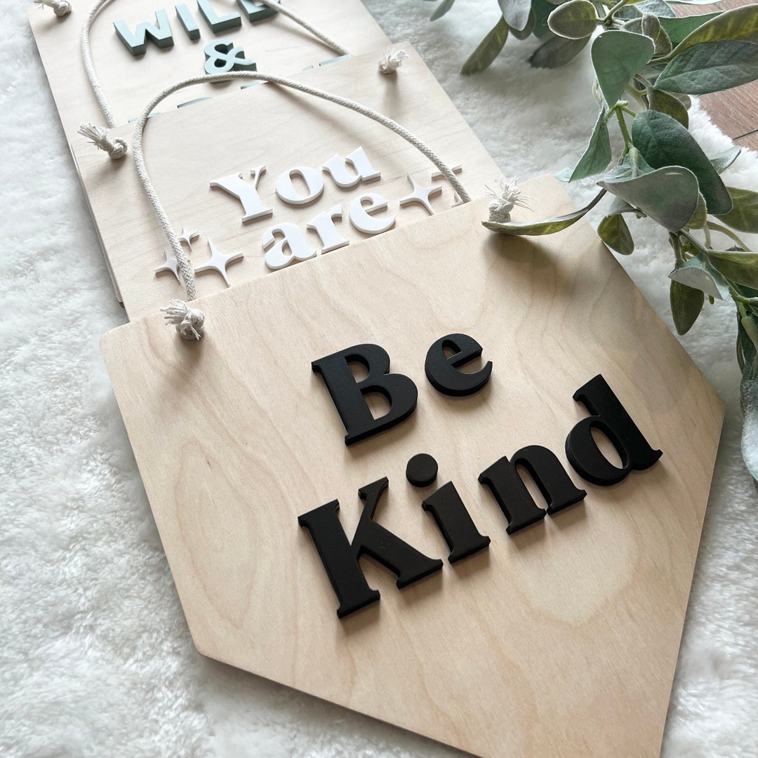 Be Kind Banner / Scandi Decor / 3d Sign / Nursery Decor / Minimalistic ...