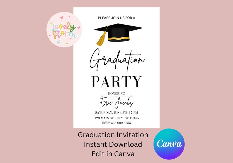Graduation Invite Digital Editable Graduate Invitation, Graduation ...