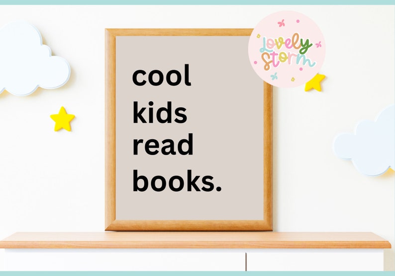 Cool Kids Read Books Wall Art Printables, 3 Colors Included, Digital ...