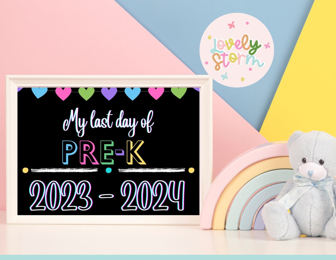 Last Day of Pre-k, Grade Sign, School Sign, Last Day Sign, End of ...