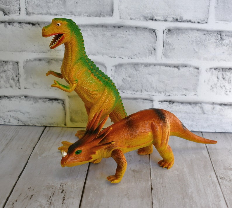 Set of 2 Vintage 1980's Imperial Dinosaur Toy Figures - Styracosaurus ...