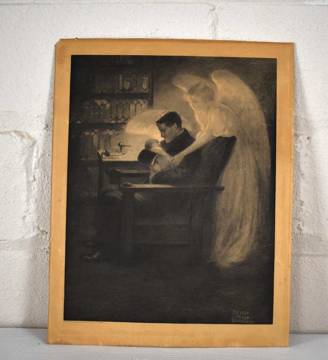 Vintage Bessie Pease Gutmann Print Featuring Fatherhood and an Angel - Etsy