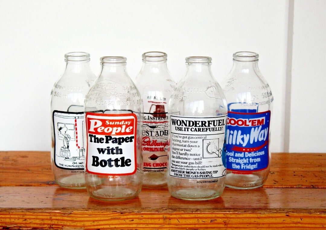 Vintage Unigate Collectible Advertisement Milk Bottles 1980's Gas Milky ...