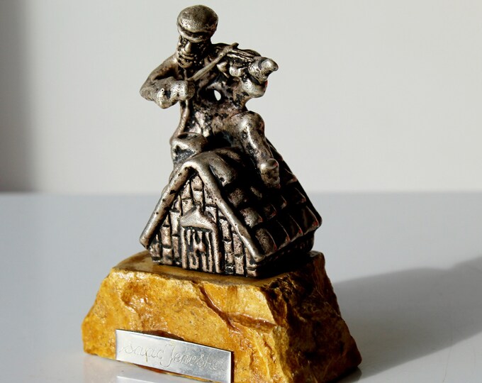 Vintage Fiddler on the Roof Statue 925 Silver Vintage Israeli Statue by ...