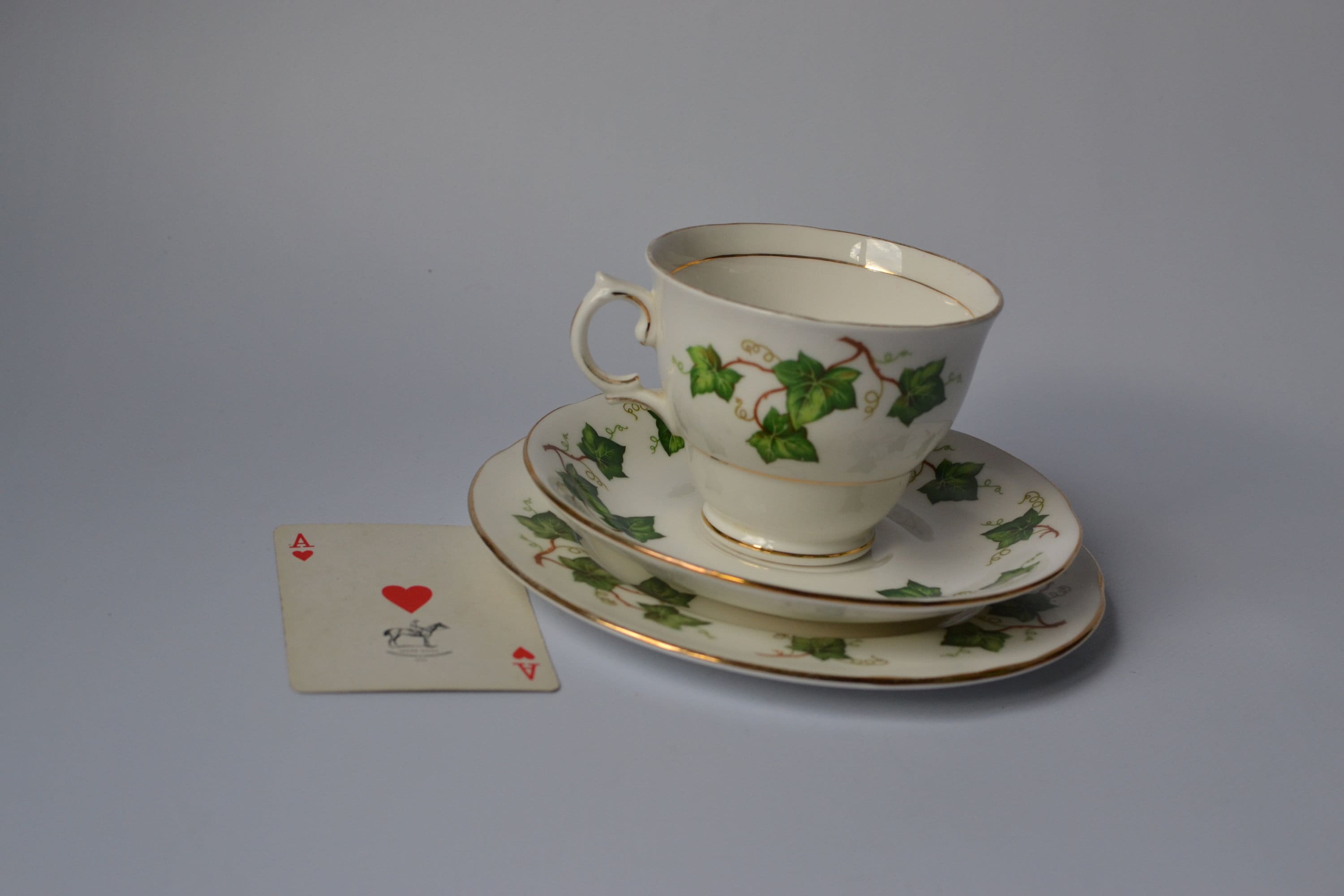 Tea Cup, Saucer and Side Plate Trio. Colclough Ivy Design, Fine Bone ...