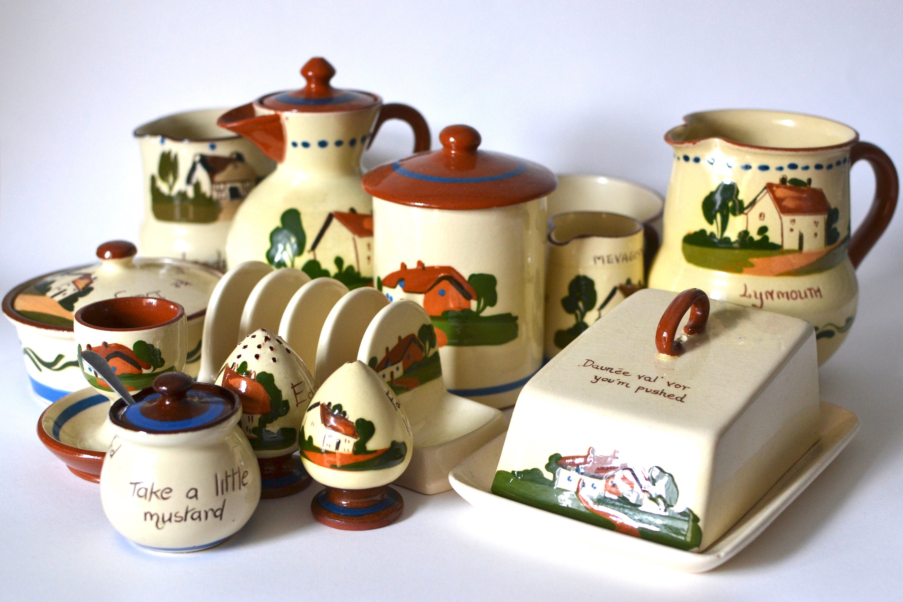 Torquay and Dartmouth Ware: Mustard Pot With Spoon Lands End | Etsy