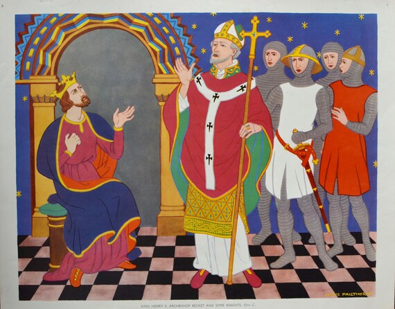 Vintage Macmillan History Lithograph Poster Henry II and - Etsy UK