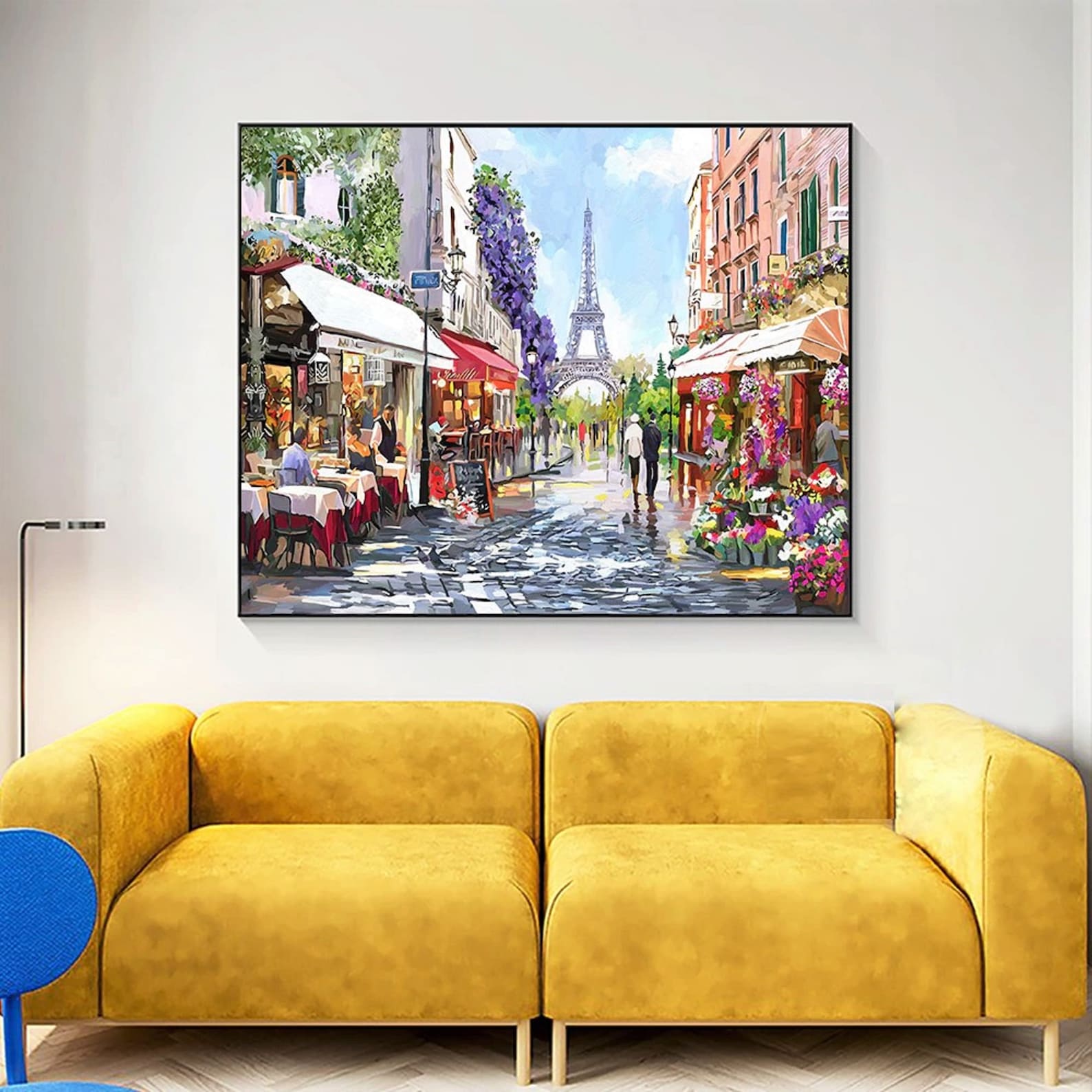 Paris Stroll Water Color Canvas Print City Café Springtime - Etsy