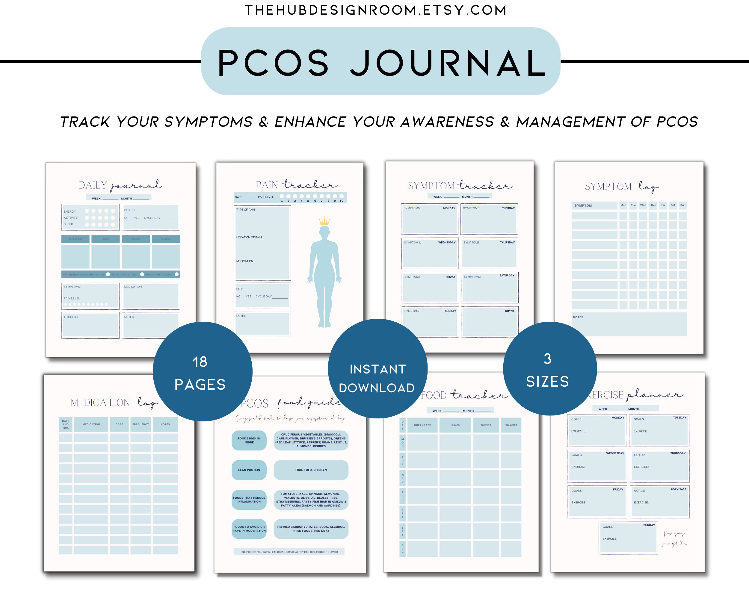 PCOS Journalprintable Digital, PCOS Planner, Pcos Tracker, PCOS Diary ...