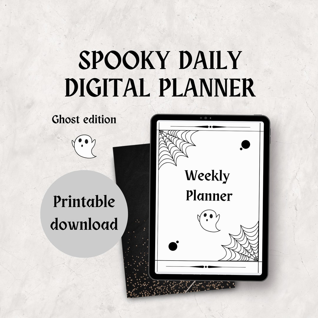 Spooky Ghost Daily Planner Printable in White | Alt Planner, Halloween ...