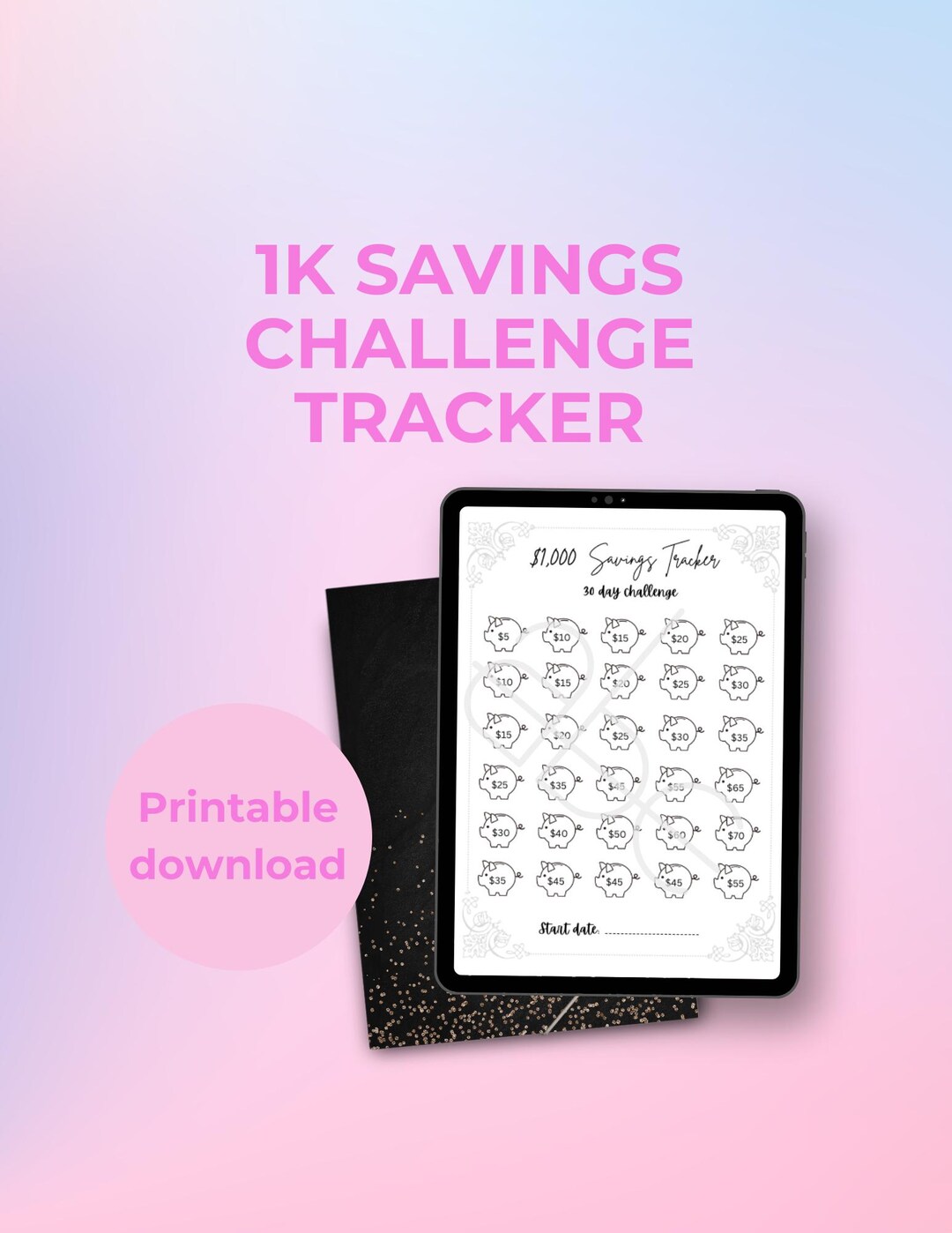 1K Savings Challenge Tracker | Money Savings Printable, Budget Binder ...