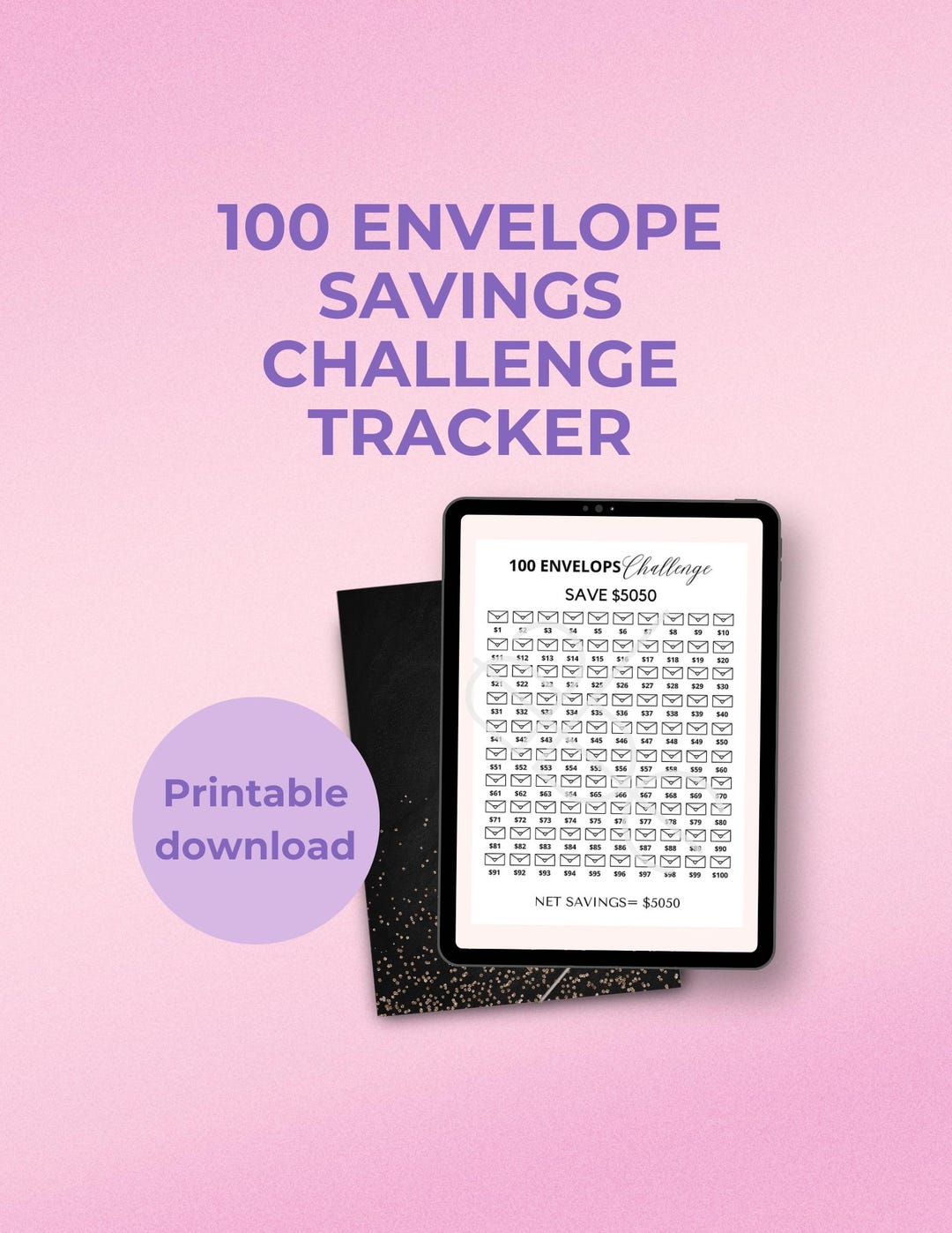 100 Envelope Challenge 5K | Savings Challenge, Money Savings Printable ...