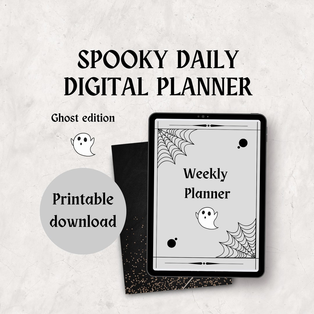Spooky Ghost Daily Planner Printable in Grey | Alt Planner, Halloween ...