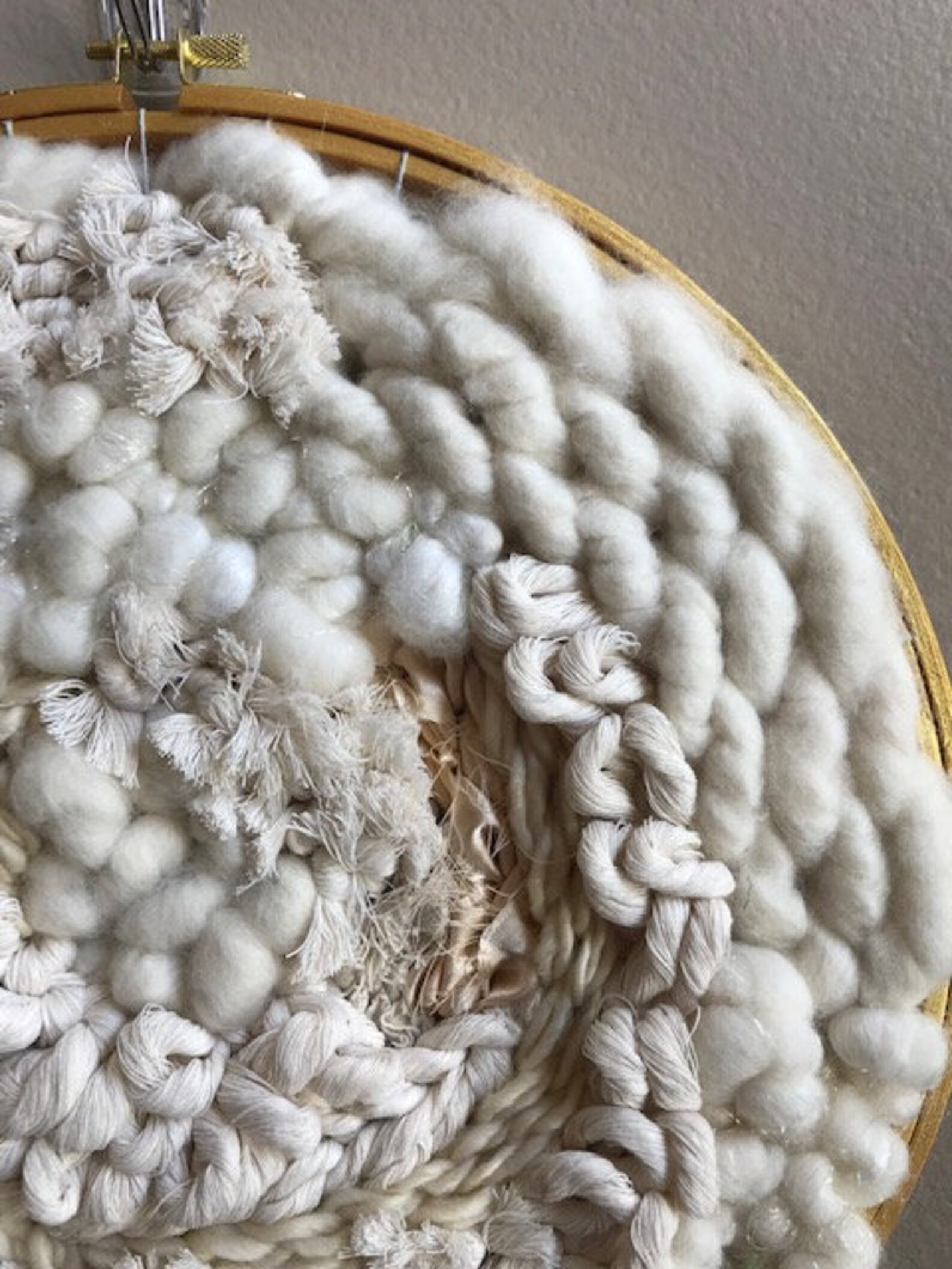 Winter White Large Round Weaving With Gold Frame - Etsy