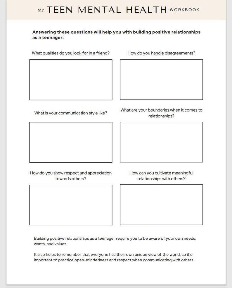 The Teen Mental Health Workbook - Etsy