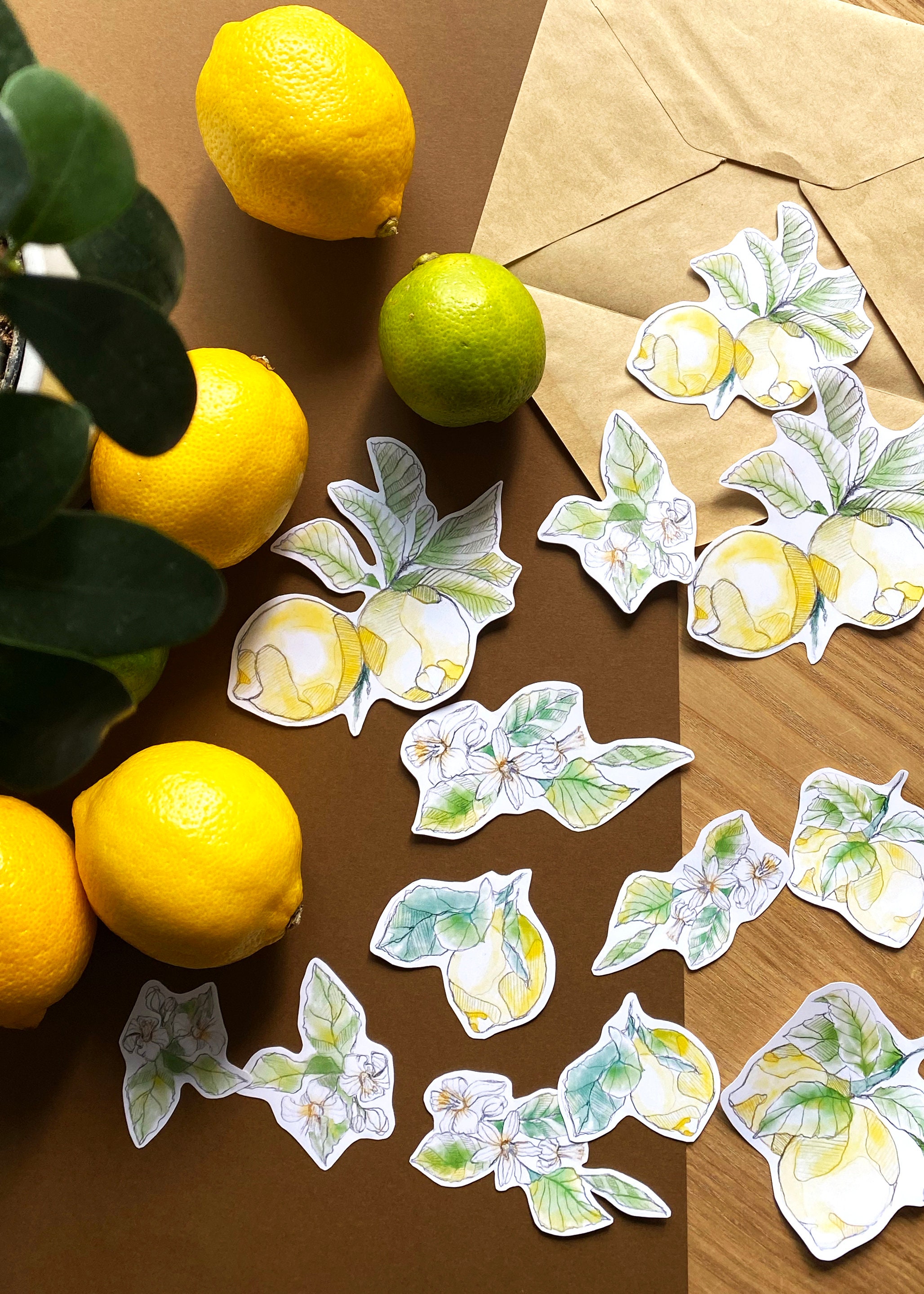 Lemon Stickers Set of 22 Small or 15 Large Handmade - Etsy UK