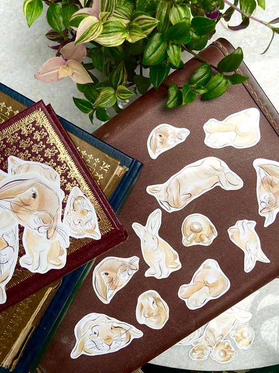 Set of 14 or 22 Rabbits stickers cute bunny handmade set in | Etsy