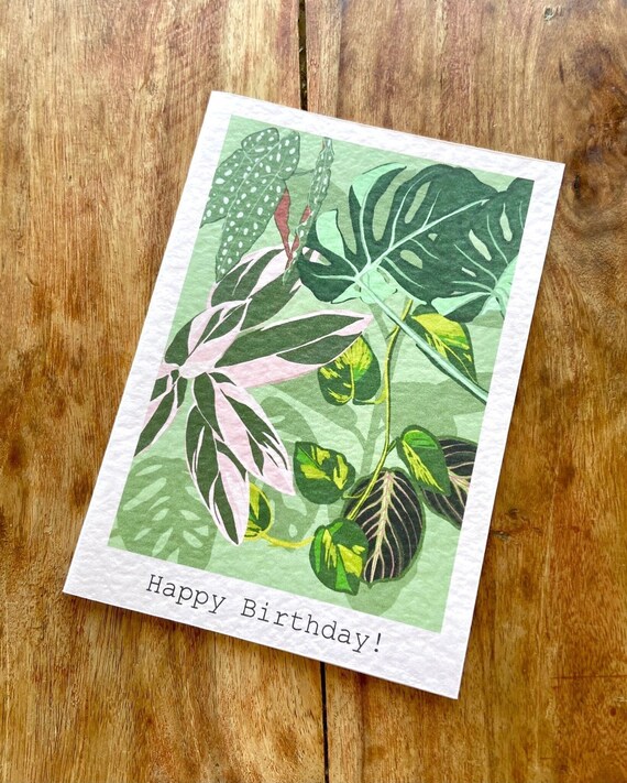 Birthdays Card Happy Birthday Plant Card Greetings Card - Etsy