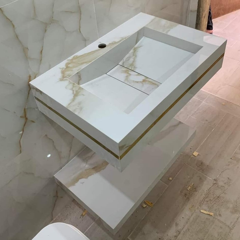 Sink Porcelain White Brown.custom Made Bathroom Sink .engineered ...