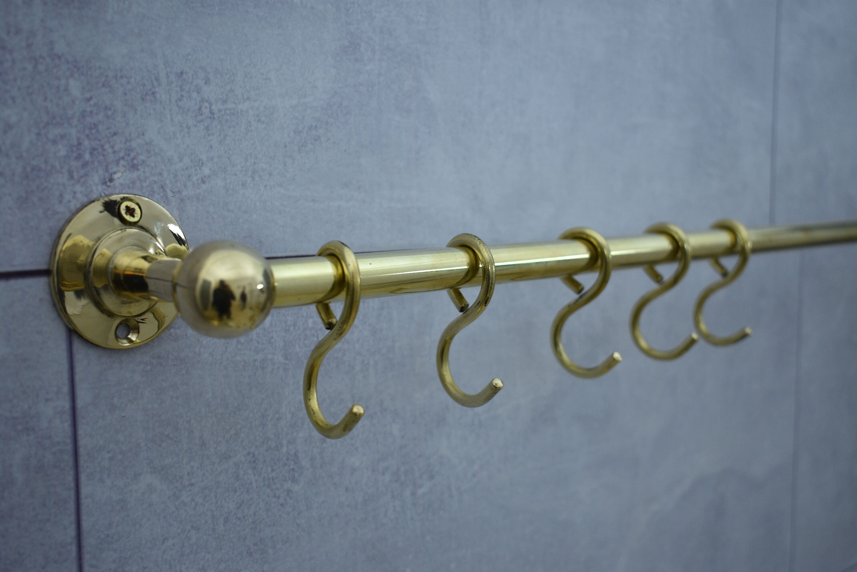 Unlacquered Brass Pot Rack Vintage Handmade Gold Brass Pot Rack Rustic ...