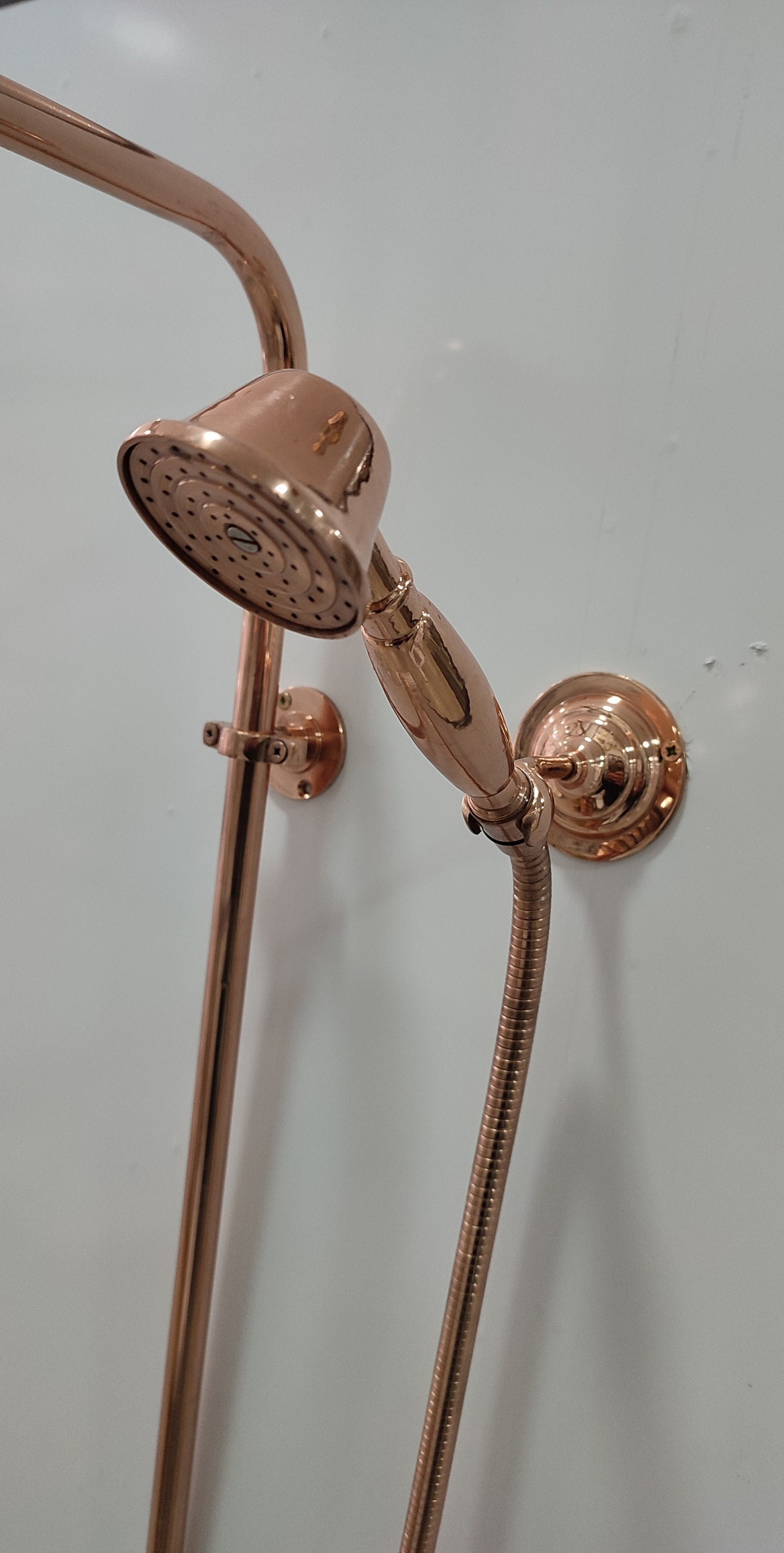 Copper Head Shower Exposed Pipe Faucet, Red Copper Rain Shower System ...