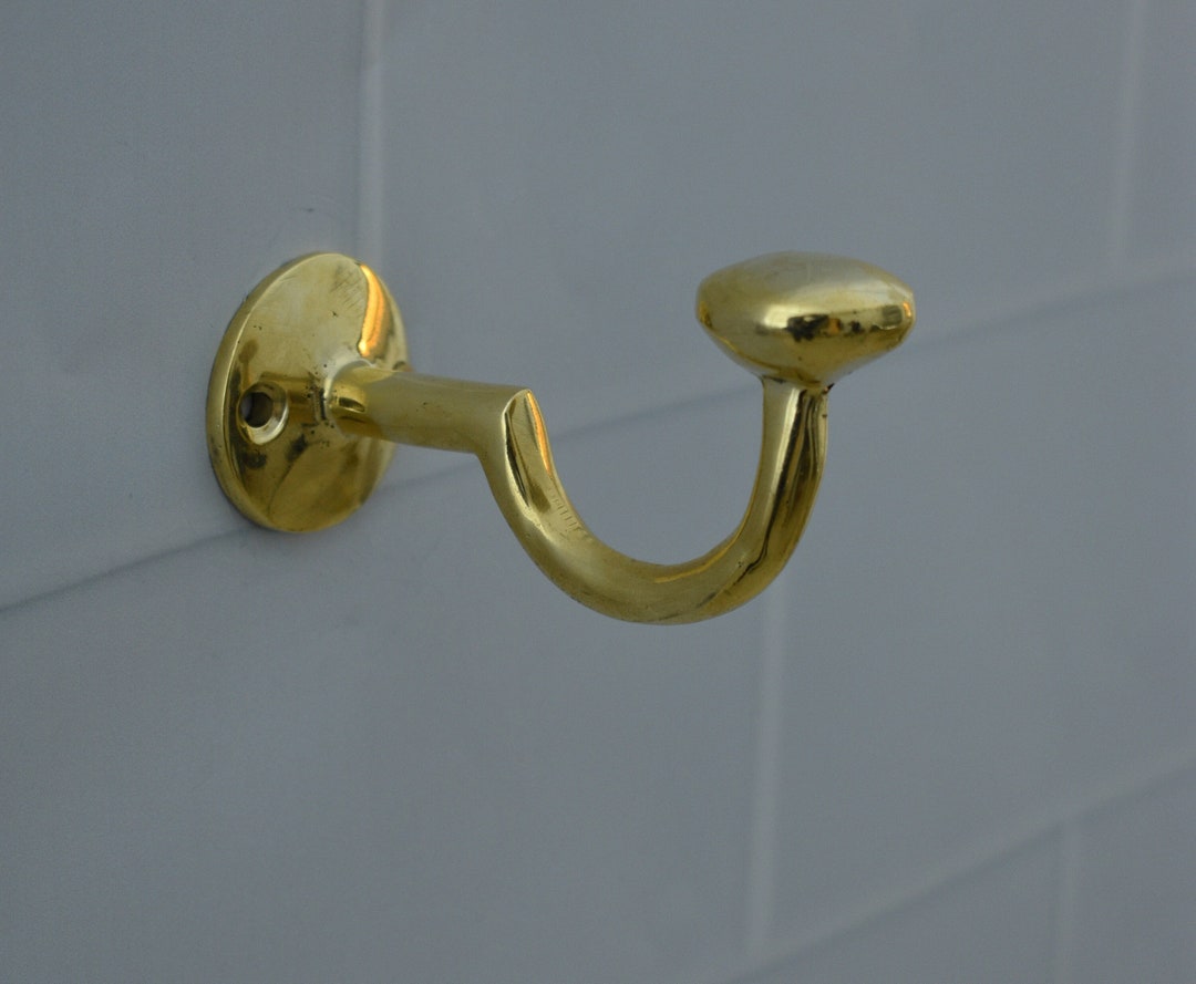 Set of Handcrafted Unlacquered Brass Hooks for Wall , Solid Brass Hooks for Bathroom - Etsy