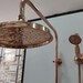 Copper Head Shower Exposed Pipe Faucet, Red Copper Rain Shower System ...