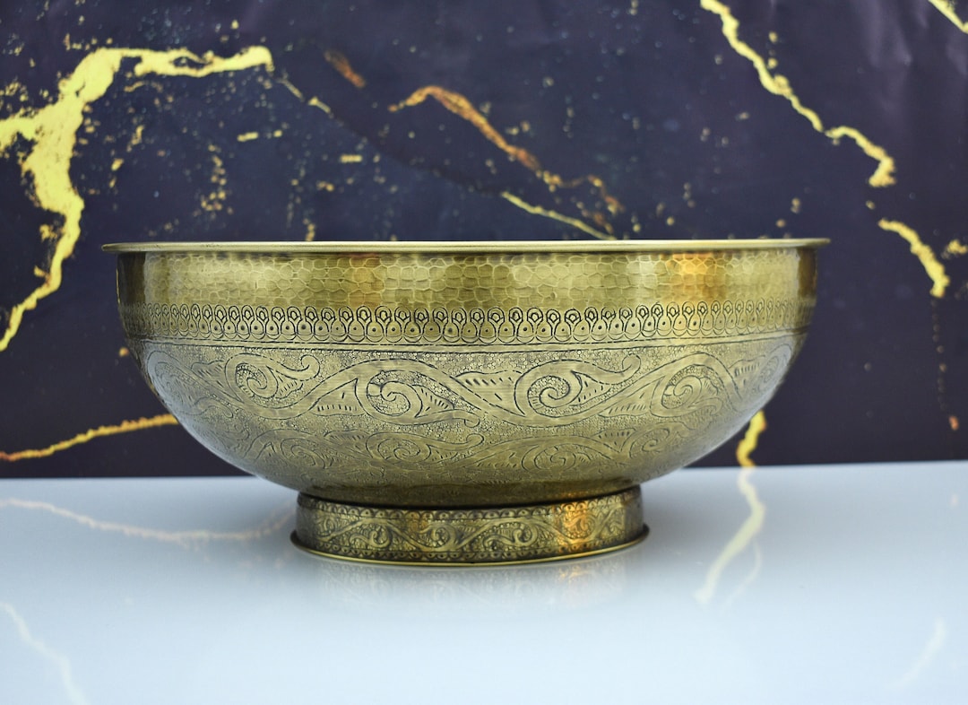 Engraved Bronze Sink for the Kitchen or Bathroom , Handmade Vessel ...
