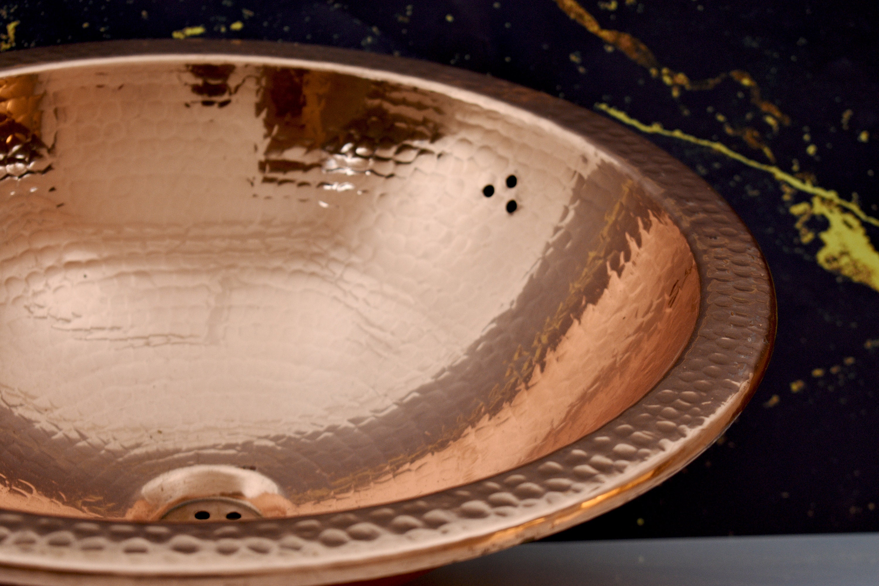 Antique Copper Bowl Dropped in Sink Hammered Bathroom Vanity Basin ...