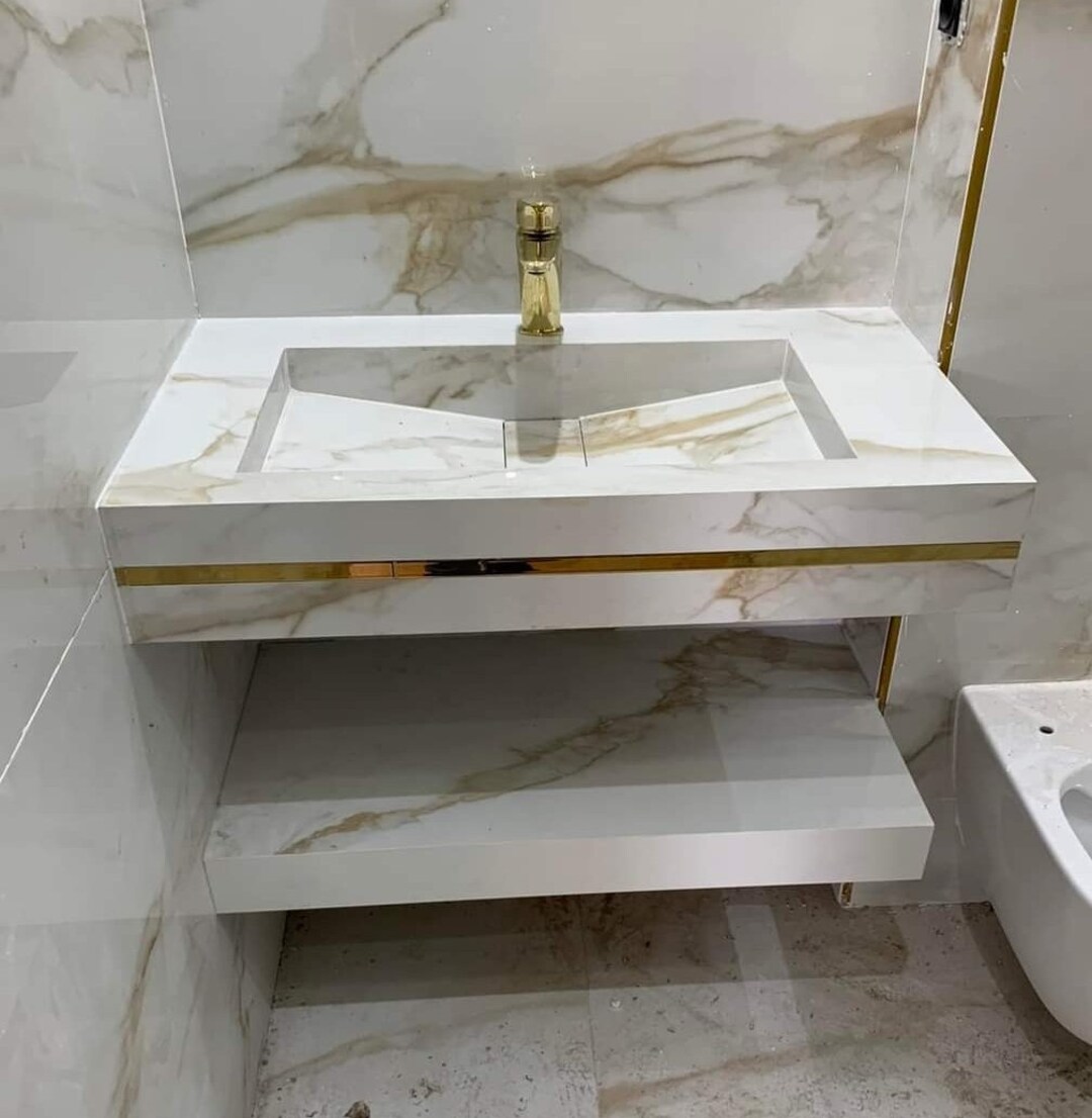 Sink Porcelain White Brown.custom Made Bathroom Sink .engineered ...