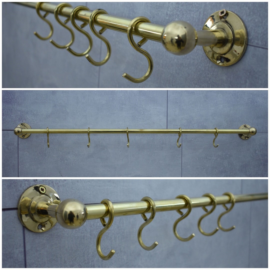 Unlacquered Brass Pot Rack Vintage Handmade Gold Brass Pot Rack Rustic ...