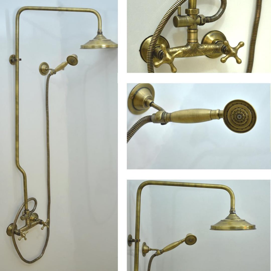 Unlacquered Bronze Exposed Shower Head With Handheld - Etsy