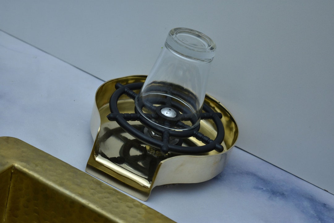 Unlacquered Brass Glass Rinser for Kitchen Sink, Handmade Glass Sink ...
