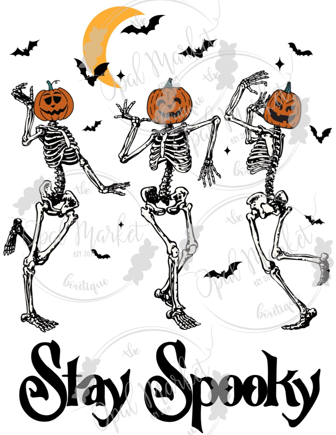 Stay Spooky Halloween PNG, Skeletons and Jack O’ Lantern (digital ...