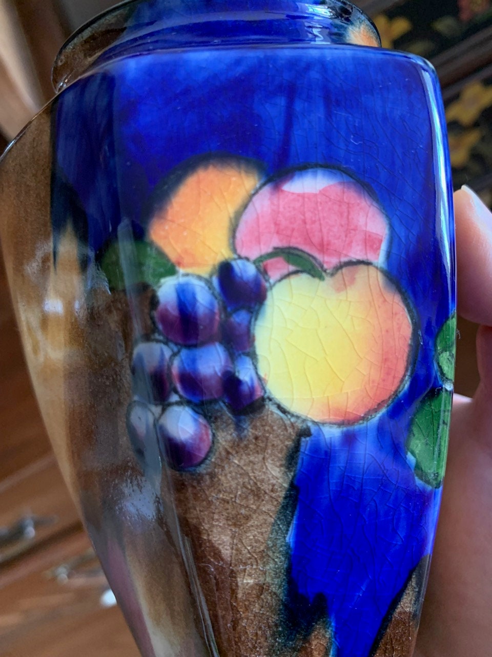 Antique English H&K Tunstall Peach and Grape Vase Hand Painted Autumn ...