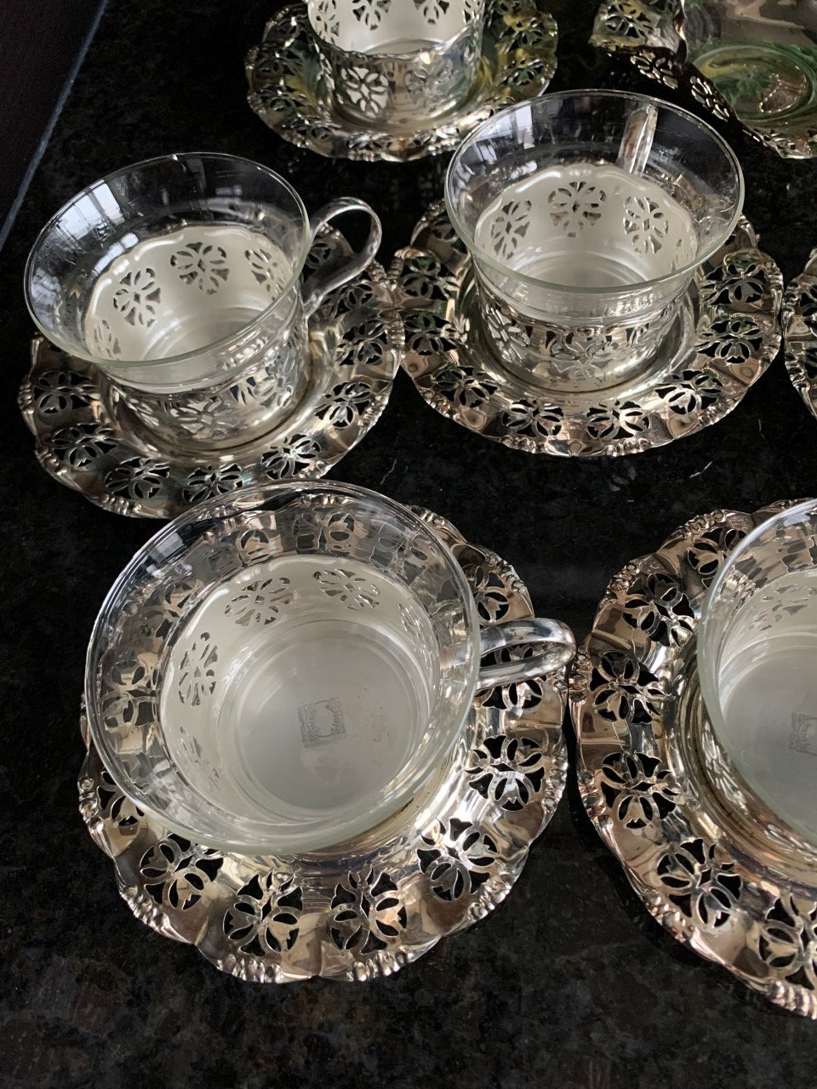 West Germany Silver Plate Set of 6 Glasses, Vintage BMF Tea Coffee Cups ...