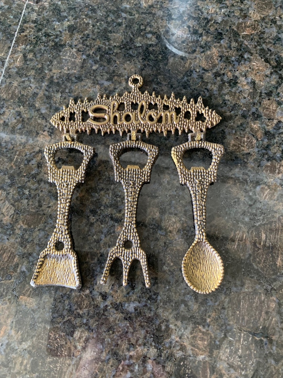 Vintage Jerusalem Souvenir Metal Bottle Opener Shalom Memento Hebrew ...