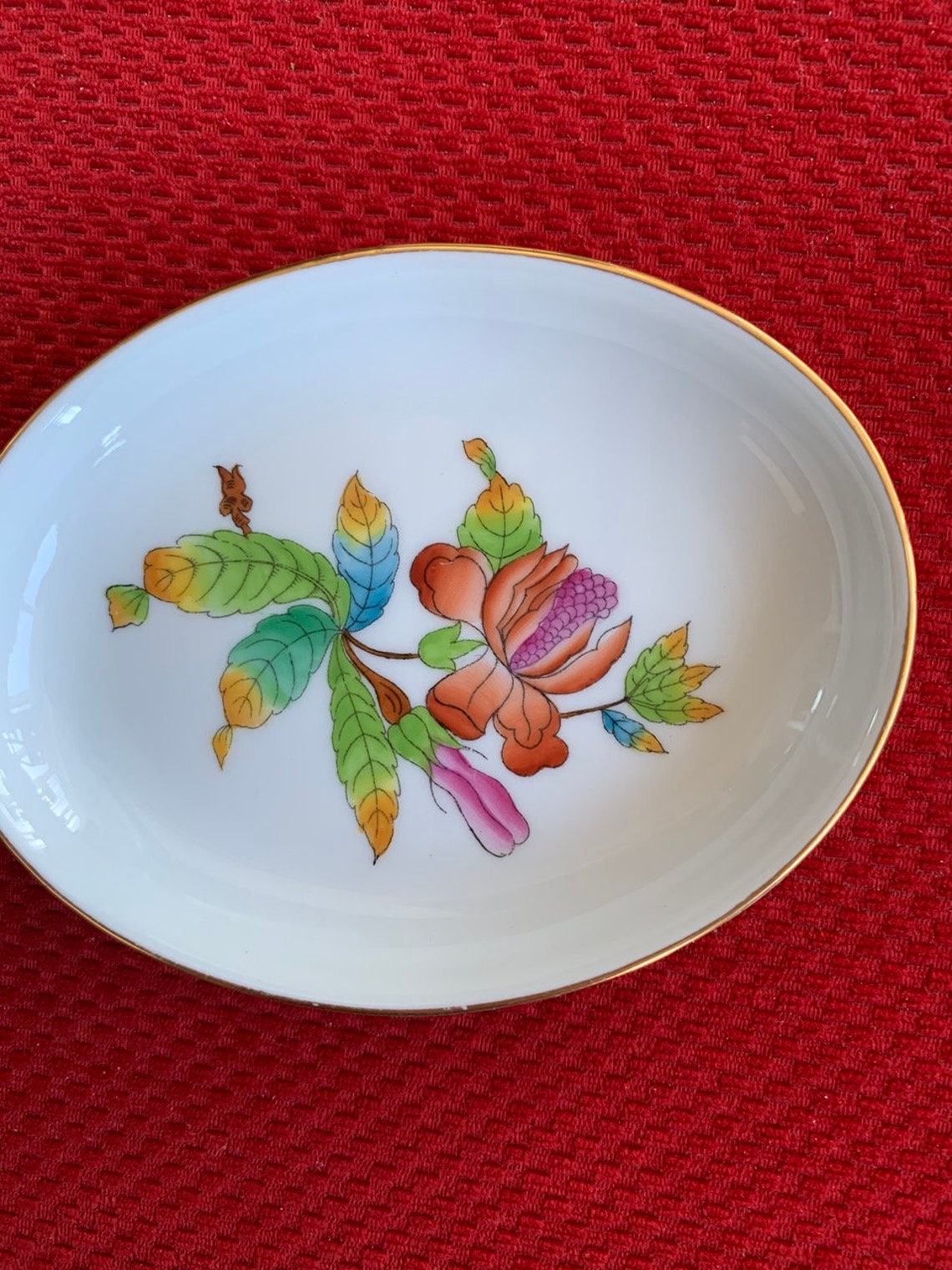 Vintage Hand Painted Herend Porcelain Oval Ring Dish Hungarian ...