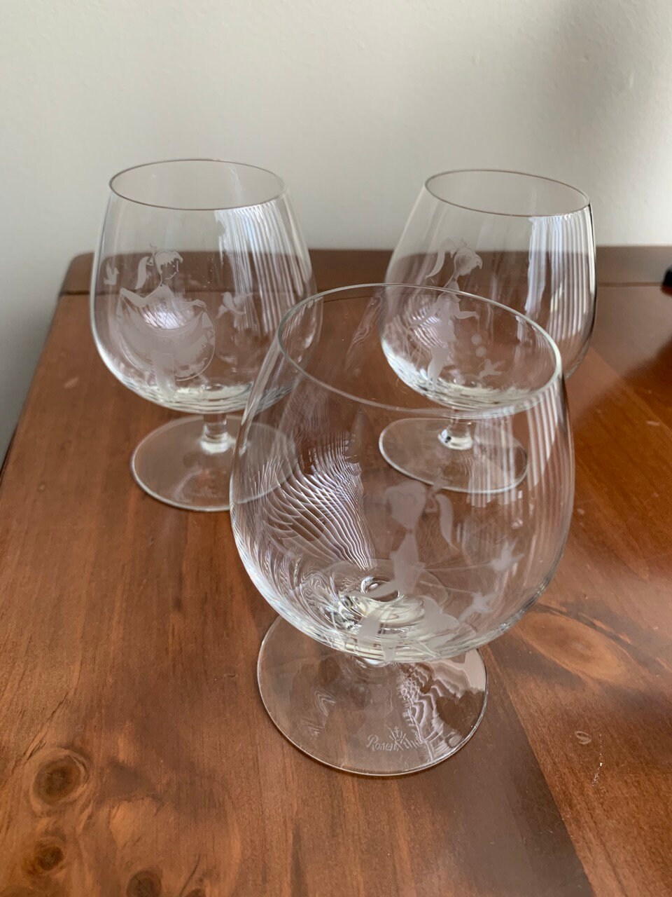 Vintage Raymond Peynet Rosenthal Crystal Ponytail Girl brandy snifters ...