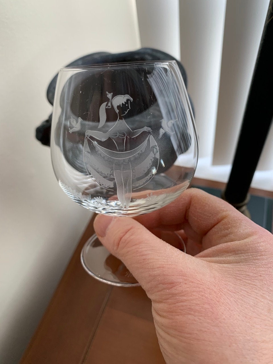 Vintage Raymond Peynet Rosenthal Crystal Ponytail Girl brandy snifters ...