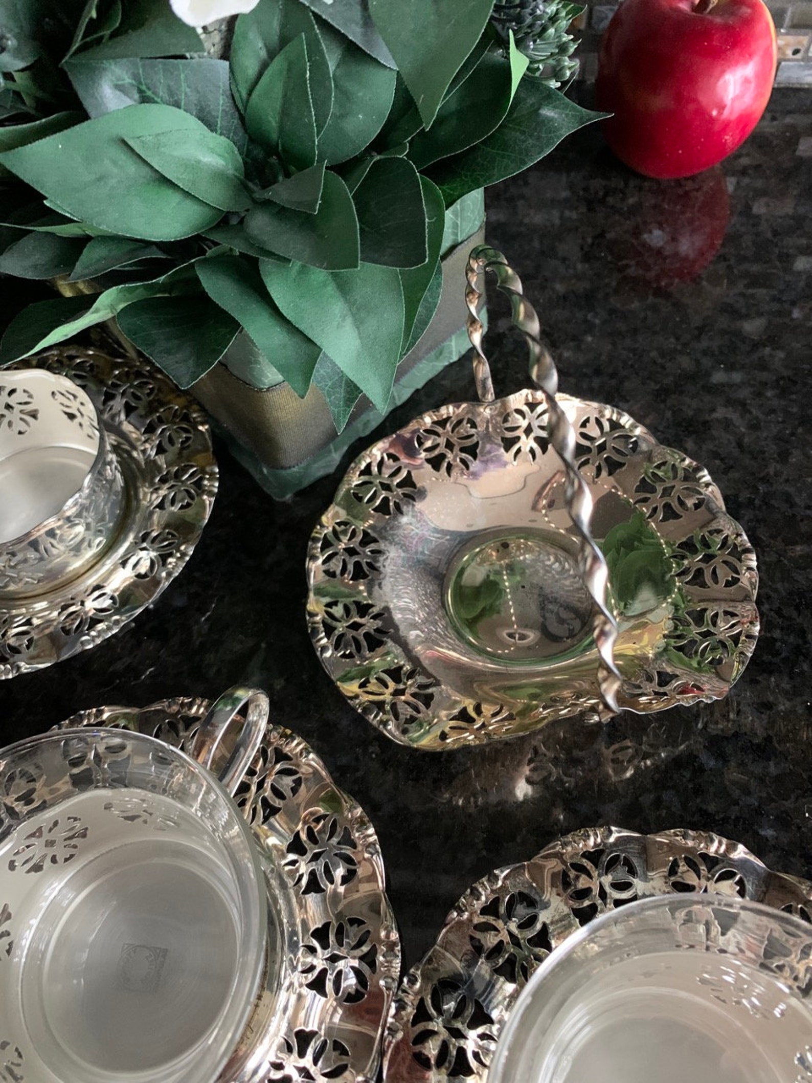 West Germany Silver Plate Set of 6 Glasses, Vintage BMF Tea Coffee Cups ...