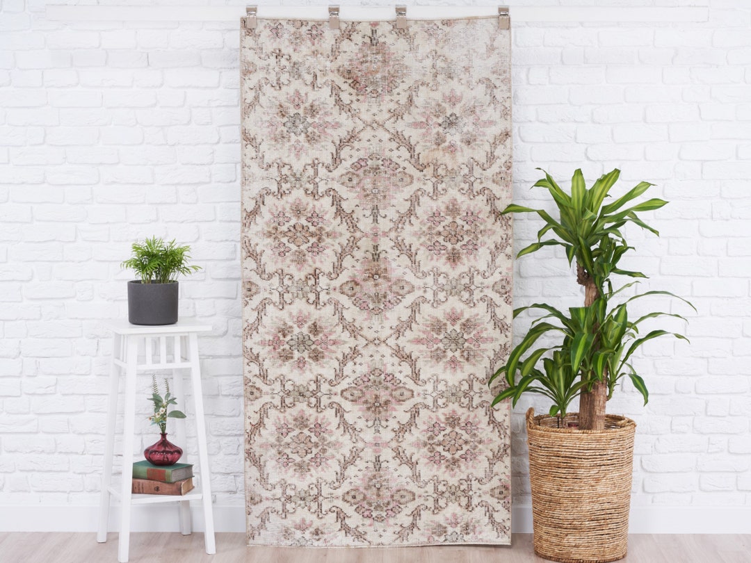 3x6 Vintage Runner Rug, Beige Turkish Runner Rug, 3x6 Oushak Runner Rug ...