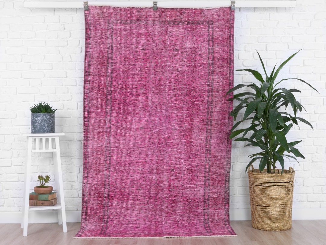 4x7 Vintage Rug, Pink Turkish Area Rug, 4x7 Oushak Rug, Bedroom Rug ...