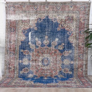 7x10 Vintage Rug, Blue Turkish Area Rug, Bedroom Rug, Wool Anatolian ...