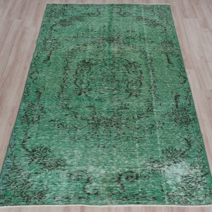 5x9 Vintage Rug, Green Turkish Rug, Bedroom Rug, Pastel Rug, Floral Rug ...