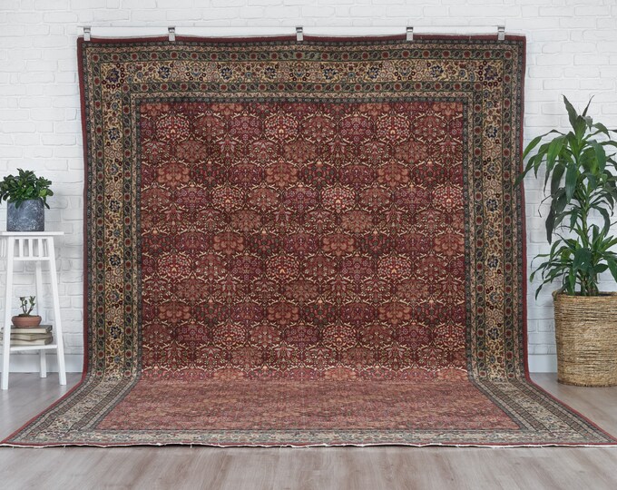 8x12 Vintage Rug, Red Turkish Rug, 8x12 Oushak Rug, Oversized Rug ...