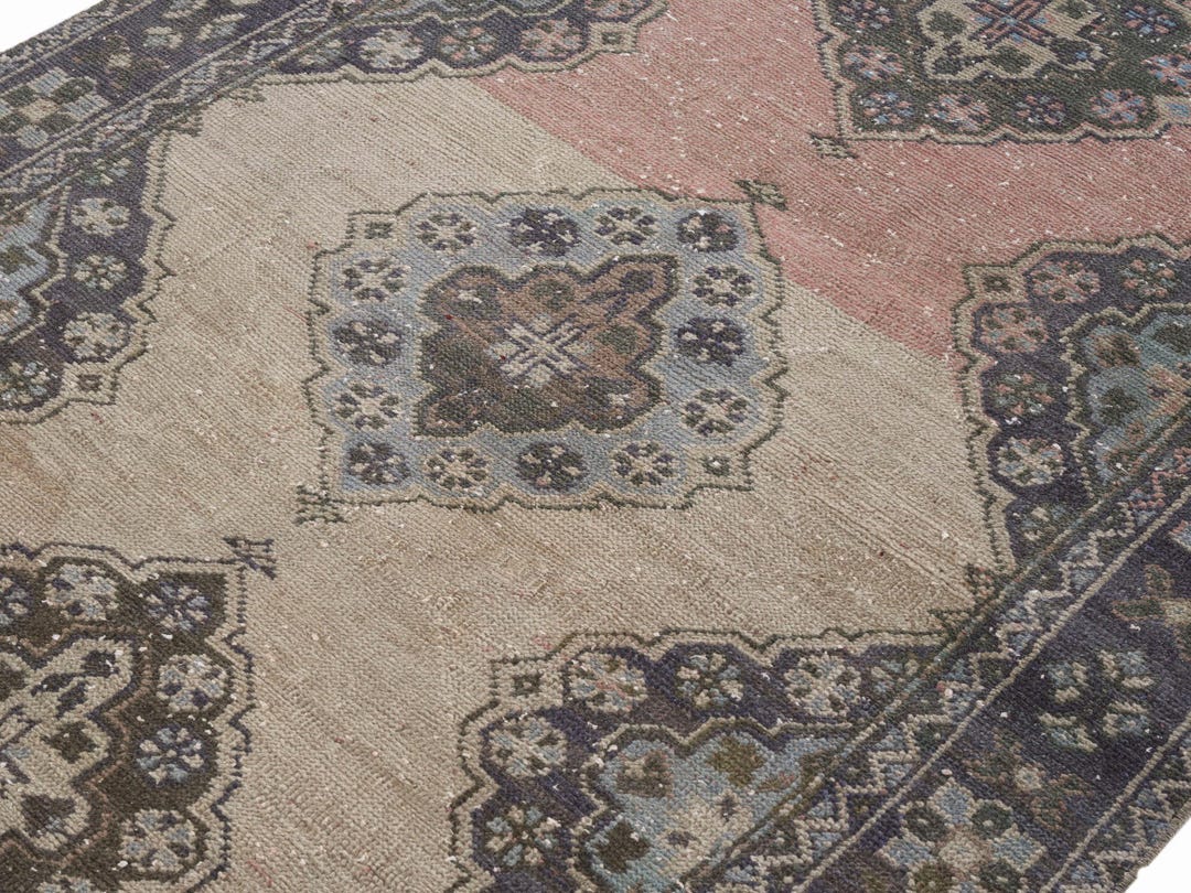 4x11 Vintage Runner Rug, Beige Turkish Runner Rug, Bedroom Rug, Neutral ...