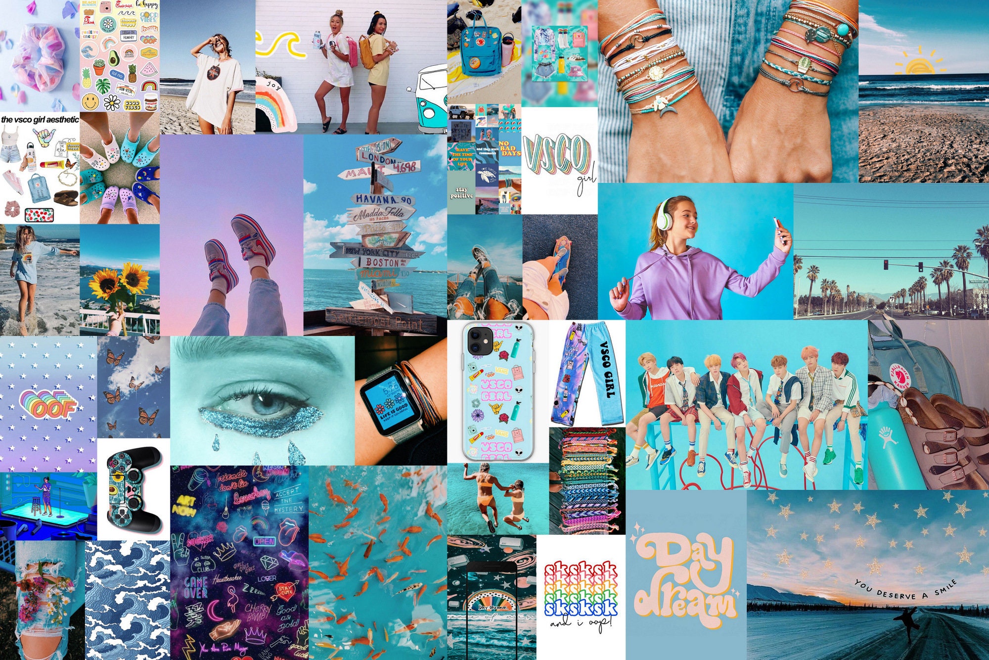 Preppy Collage Kit Room Decor Aesthetic Wall Collage Kit Etsy