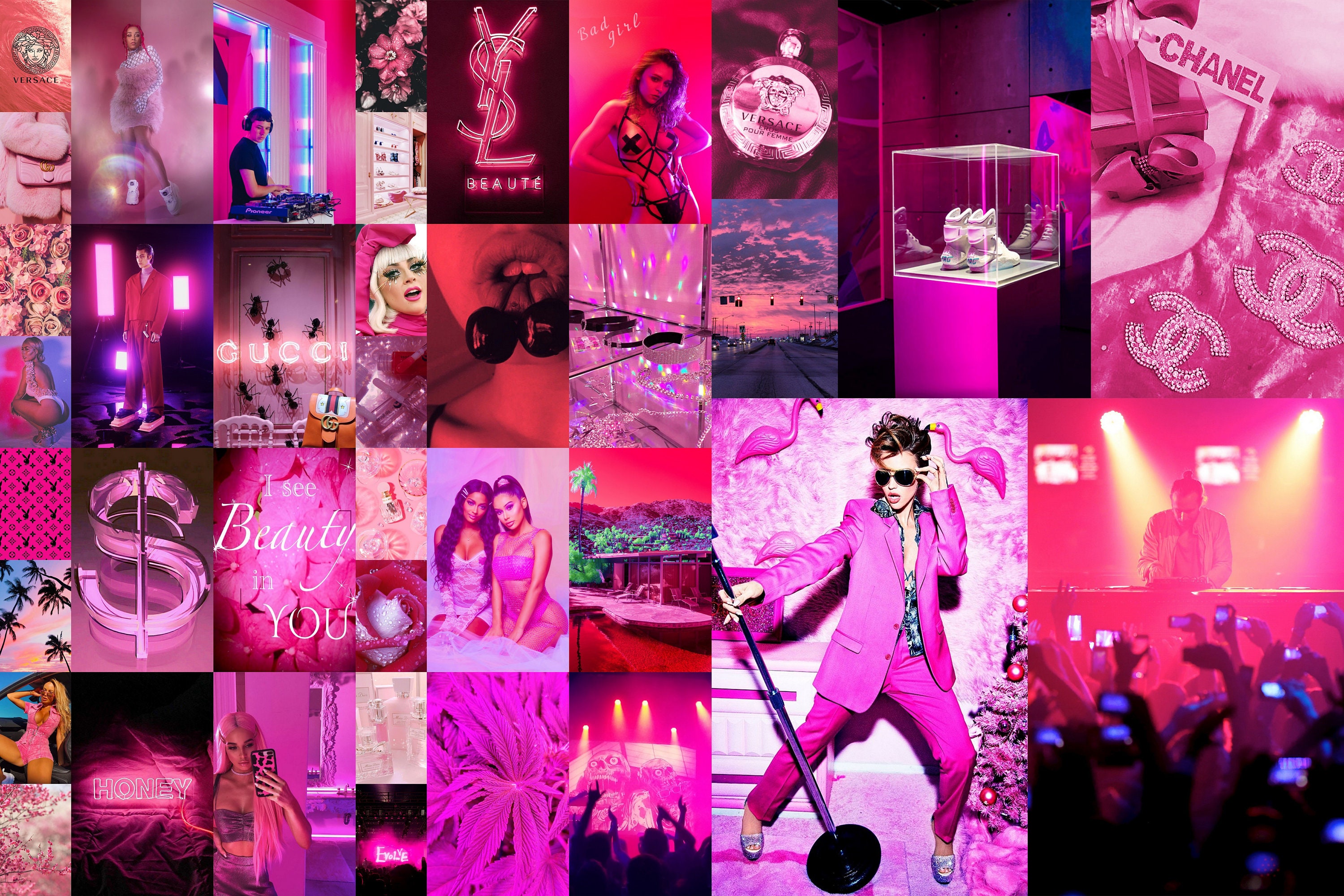 70pcs Boujee Light Pink Aesthetic Wall Collage Kit Dorm Room Wall ...