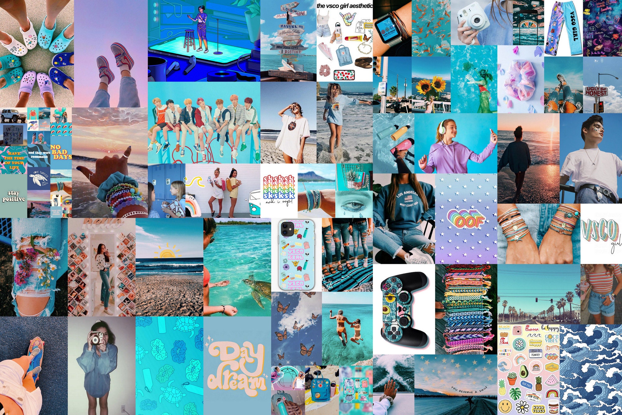 Preppy collage kit room decor aesthetic wall collage kit | Etsy